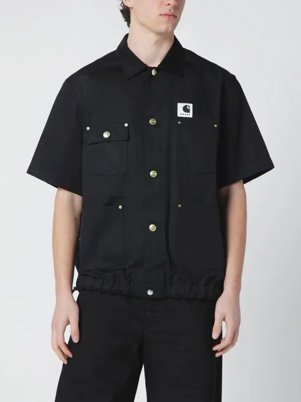 Sacai X Carhartt Wip Short-sleeved Cotton Shirt With Patch Pockets