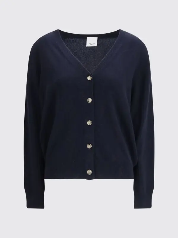 ALLUDE 100% Cashmere V-neck Cardigan With Patch Pockets