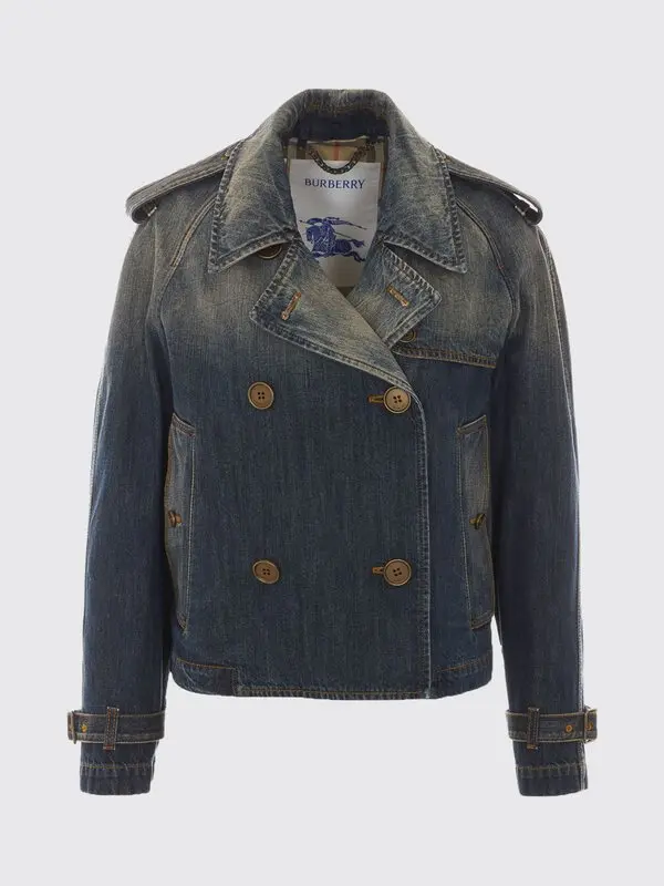 Burberry Double-breasted Short Denim Trench Coat
