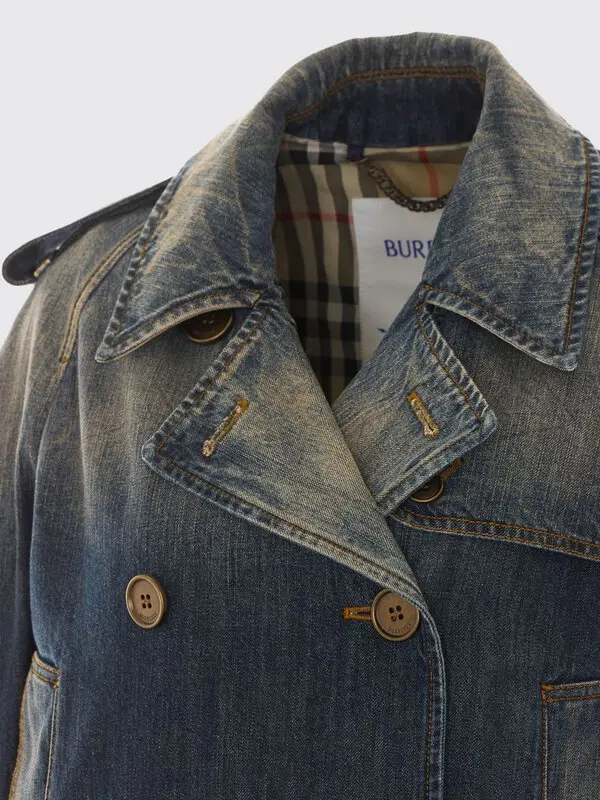 Burberry Double-breasted Short Denim Trench Coat