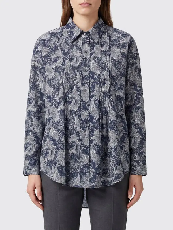 R13 Relaxed Fit Paisley Print Cotton Shirt With Ruffle Details
