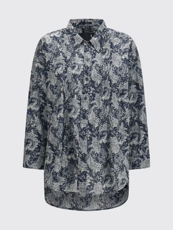 R13 Relaxed Fit Paisley Print Cotton Shirt With Ruffle Details