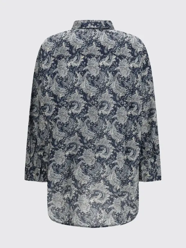 R13 Relaxed Fit Paisley Print Cotton Shirt With Ruffle Details