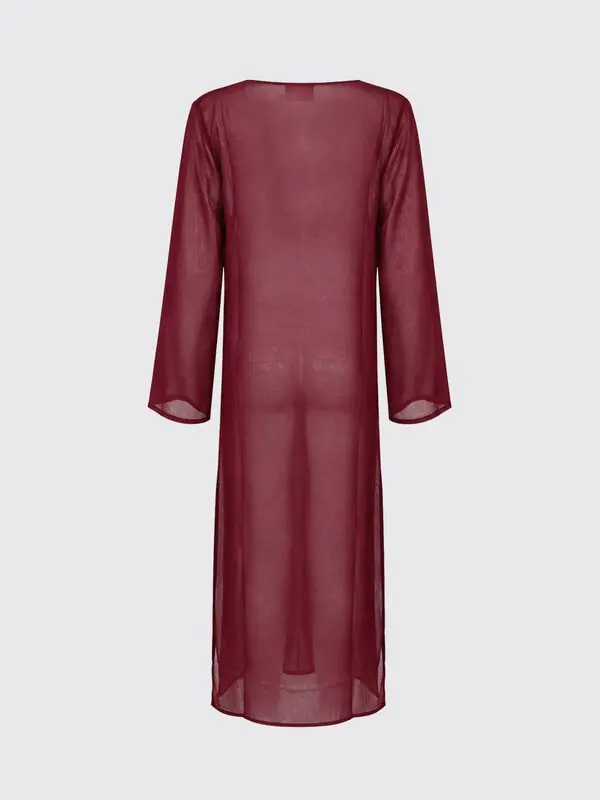 MC2 SAINT BARTH Sheer Tulle Midi Tunic With V-neck And Long Sleeves