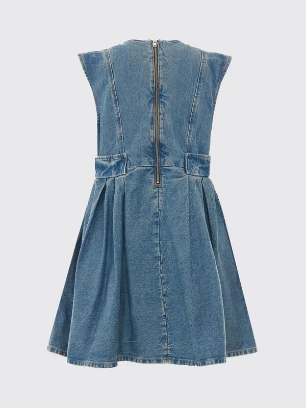 GANNI A-line Mini Dress In Recycled Denim With Floral Appliqu
