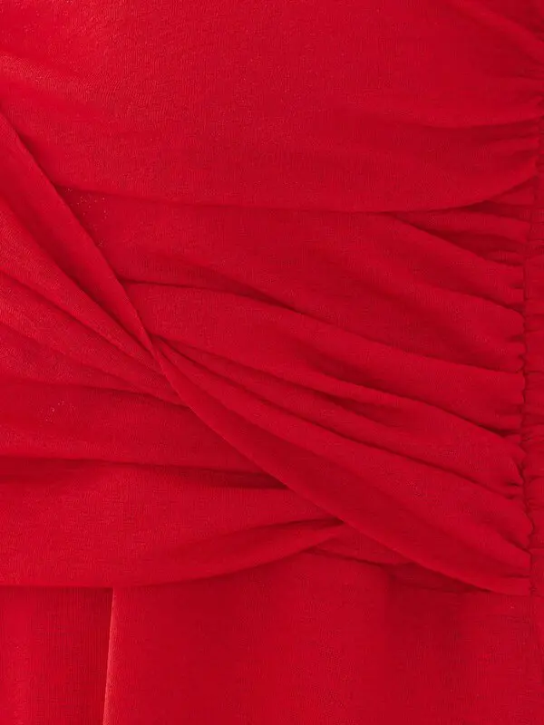 GANNI Asymmetrical Draped Crêpe Midi Skirt With A High Waist