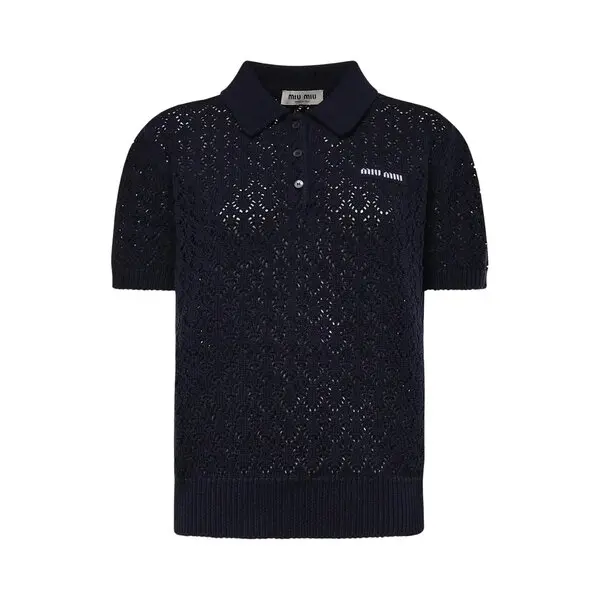 Miu Miu Cotton Polo Shirt 'navy - Blue