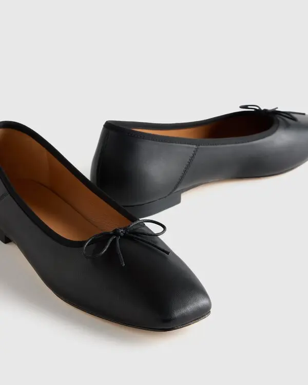 Quince Italian Leather Square Toe Ballet Flat