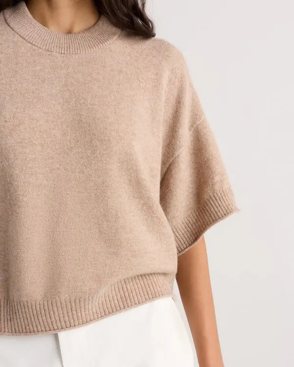 Quince Mongolian Cashmere Cropped Oversized T-shirt