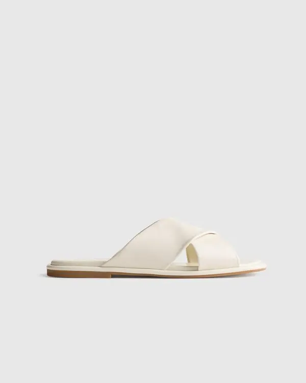 Quince Italian Leather Crossover Slide - Bone