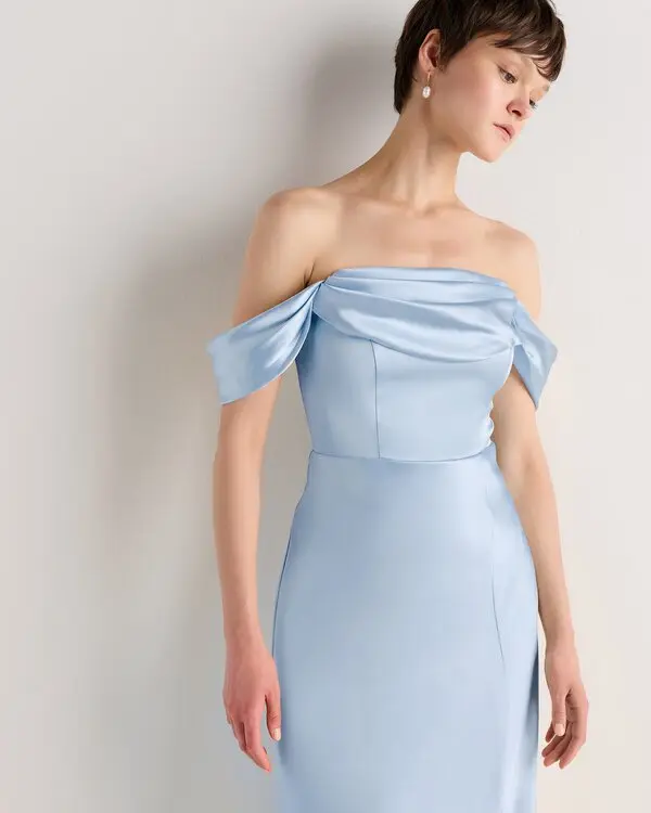 Quince Aurora Stretch Satin Convertible Maxi Dress - Mist Blue