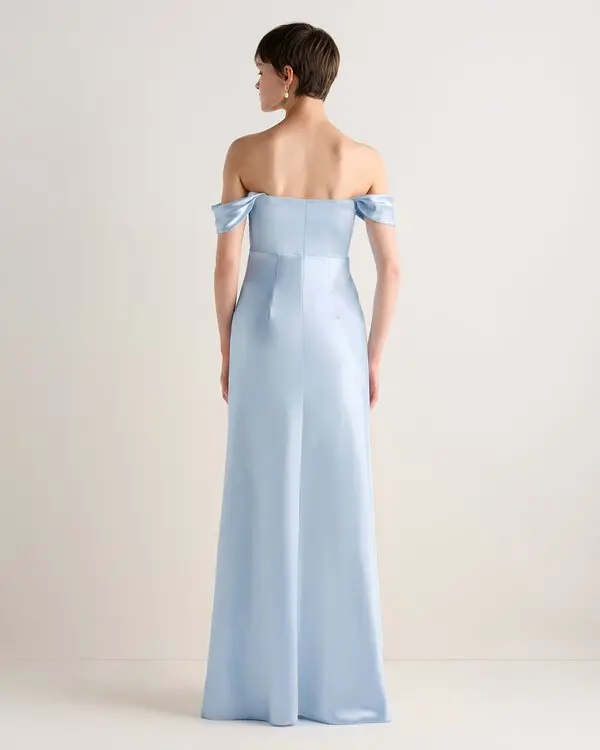 Quince Aurora Stretch Satin Convertible Maxi Dress - Mist Blue