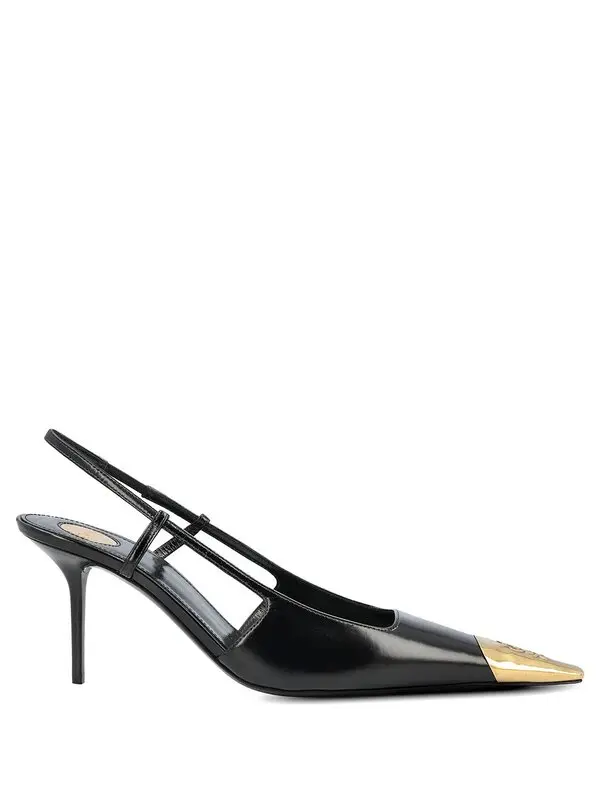 Saint Laurent Open Back Pumps Jeanne 75 In Smooth Leather - Black