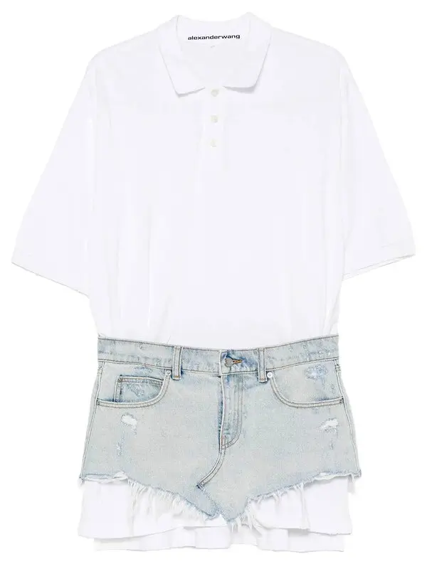 Alexander Wang Polo And Denim Dress - White