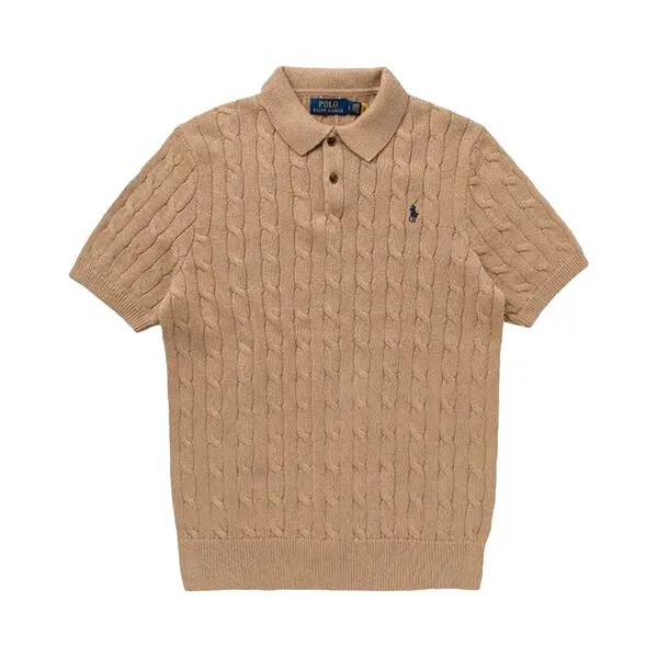 Polo Ralph Lauren Short-sleeve Cotton Cable Knit Sweater - Tan