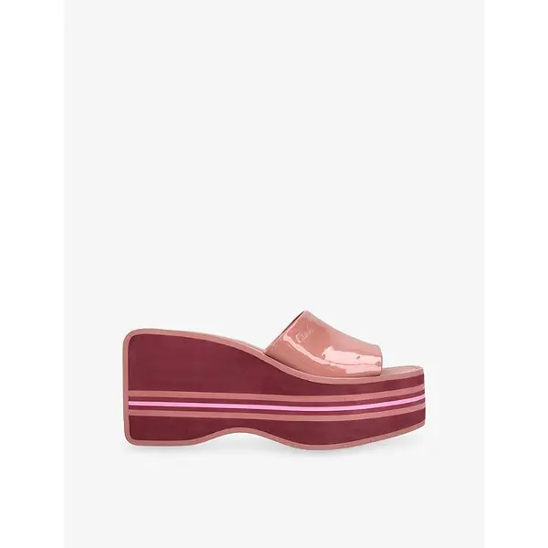 Chloé Swimming Cool Wedge Leather Sandals - Pink