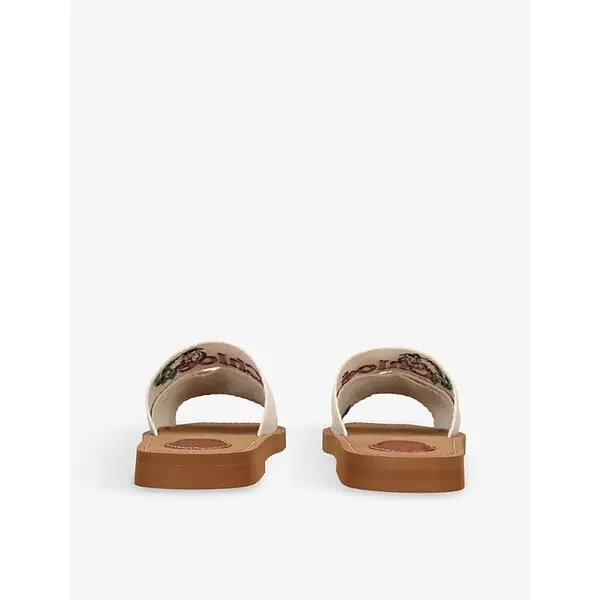 Chloé Woody Embroidered-logo Linen-blend Sandals