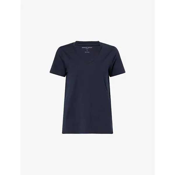 Derek Rose Jessica Pima Cotton-jersey V-neck T-shirt - Navy