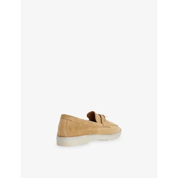 DUNE Wide Fit Grinning Suede Loafers - Sand Suede