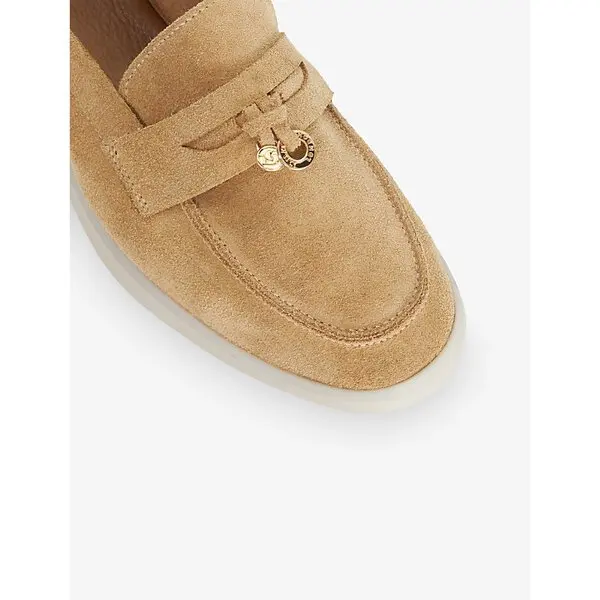 DUNE Wide Fit Grinning Suede Loafers - Sand Suede