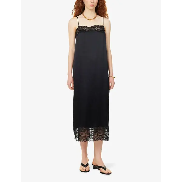 REFORMATION Mackenzie Lace-trimmed Silk Midi Dress