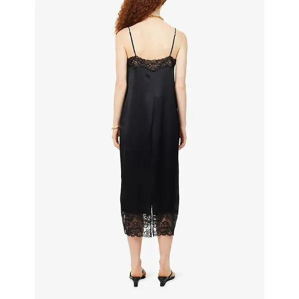REFORMATION Mackenzie Lace-trimmed Silk Midi Dress