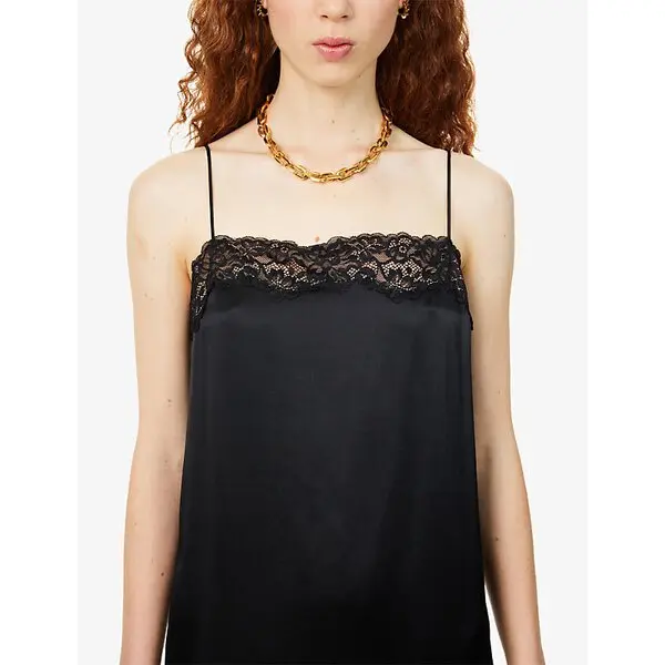 REFORMATION Mackenzie Lace-trimmed Silk Midi Dress
