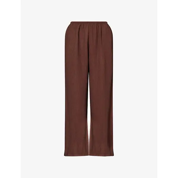 AWAY THAT DAY Barts Wide-leg Woven Trousers - Espresso