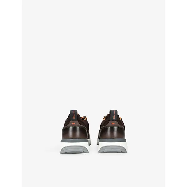 Santoni Tech Knit Leather And Mesh Trainers