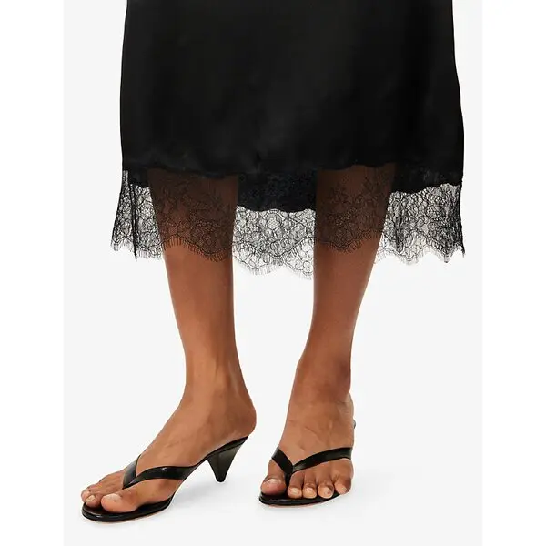 ANINE BING Shelby Lace-trim Silk-blend Midi Skirt