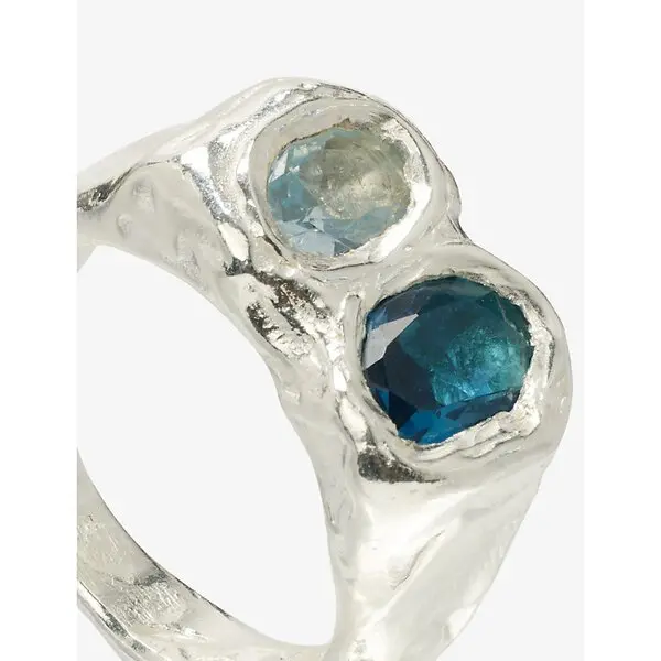 SIMUERO Sterling Topaz And Cubic Zirconia Ring