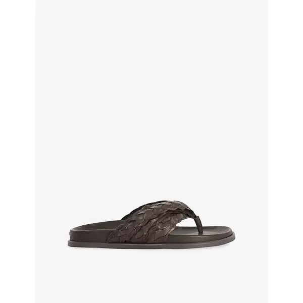 DUNE Lindie Woven-strap Flat Leather Sandals