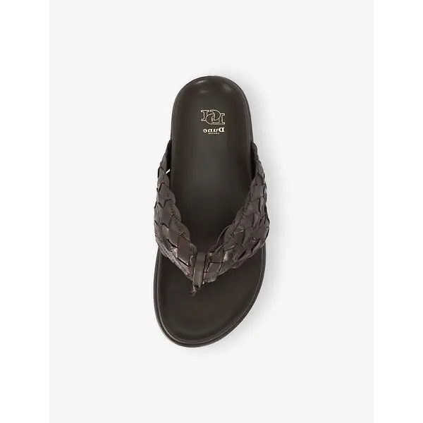 DUNE Lindie Woven-strap Flat Leather Sandals