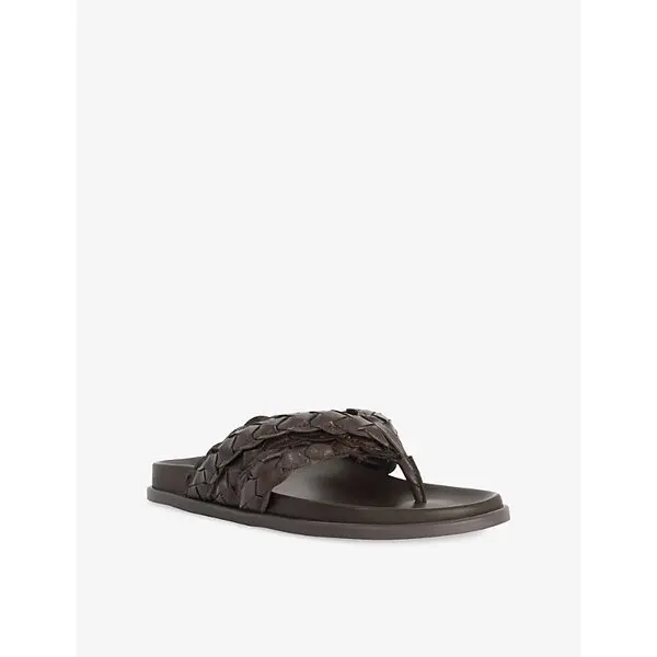 DUNE Lindie Woven-strap Flat Leather Sandals