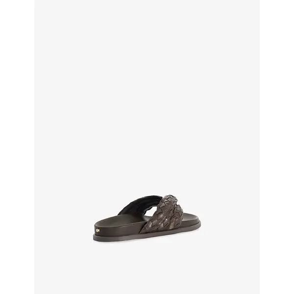 DUNE Lindie Woven-strap Flat Leather Sandals