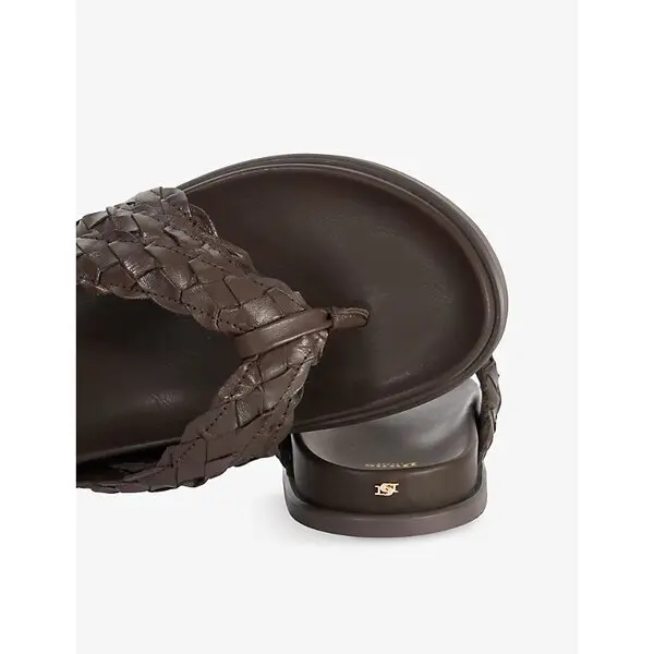 DUNE Lindie Woven-strap Flat Leather Sandals