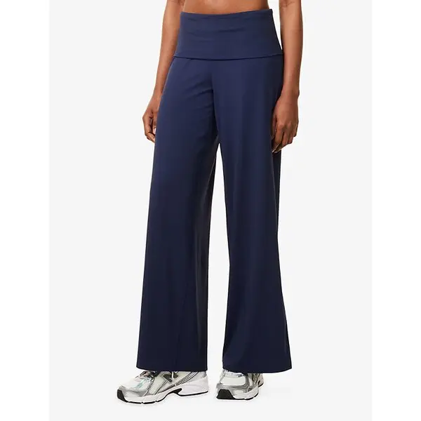 ADANOLA Fold-over Wide-leg Yoga Leggings