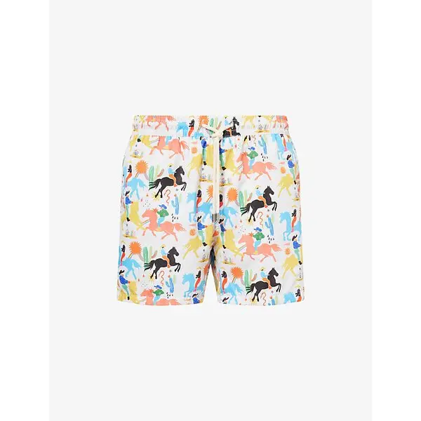 ARRELS BARCELONA Cowboy Printed Swim Shorts - White