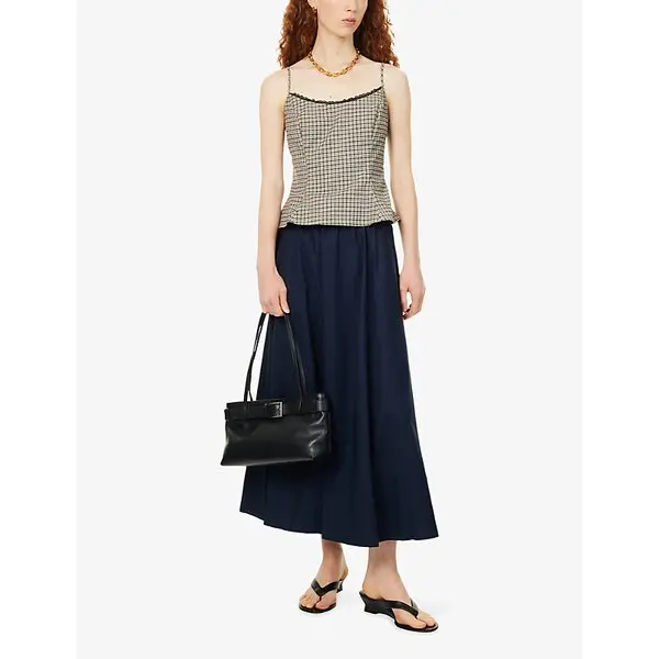 REFORMATION A-line Cotton Midi Skirt