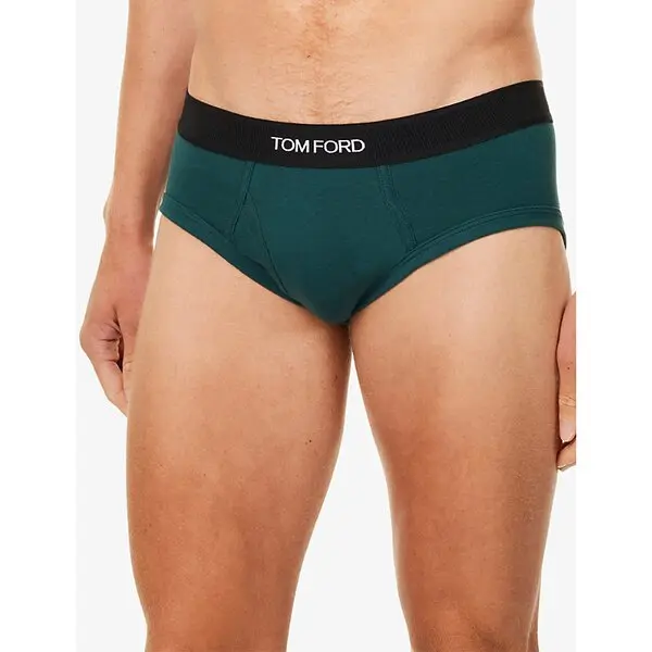 TOM FORD Logo-waistband Stretch-cotton Briefs