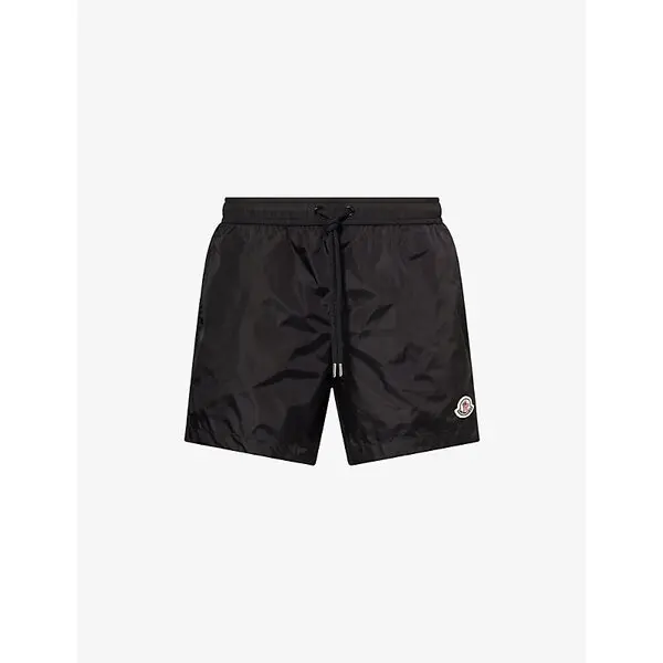 Moncler Brand Badge Swim Shorts - Black