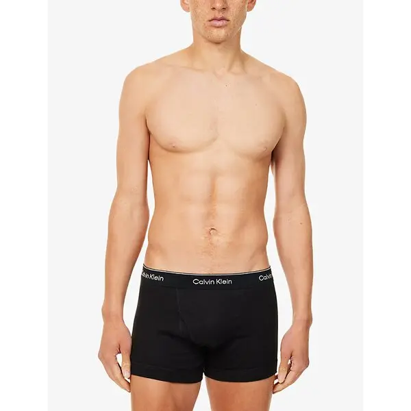 Calvin Klein Branded-waistband Pack Of Three Cotton Trunks