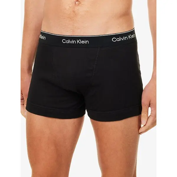 Calvin Klein Branded-waistband Pack Of Three Cotton Trunks