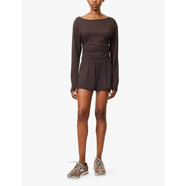 ADANOLA Long-sleeve Stretch-jersey Gathered Top