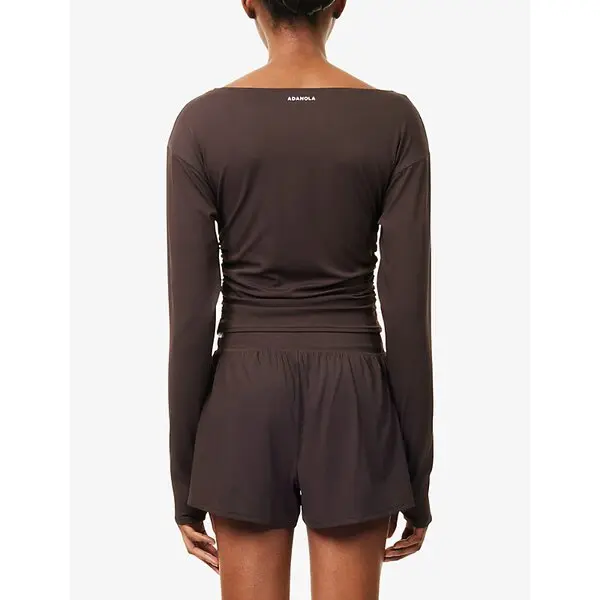 ADANOLA Long-sleeve Stretch-jersey Gathered Top