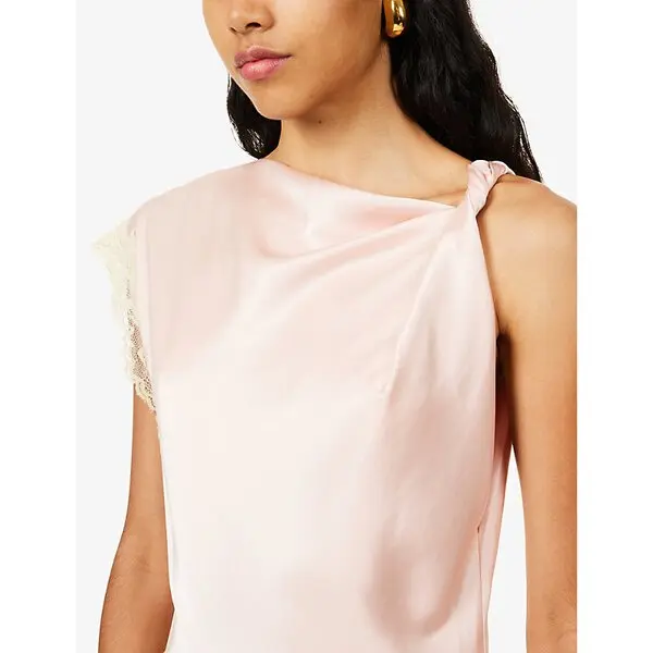 DE LA VALI Asymmetric Satin Midi Dress
