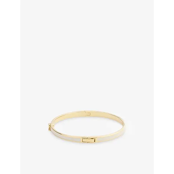 COACH Thin Enamel Signature Hinged Gold-plated Brass Bangle
