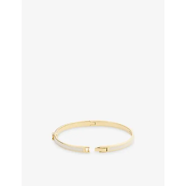 COACH Thin Enamel Signature Hinged Gold-plated Brass Bangle