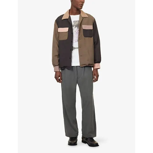 Visvim Colour-blocked Down-filled Linen And Wool-blend Jacket