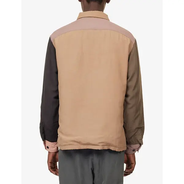 Visvim Colour-blocked Down-filled Linen And Wool-blend Jacket